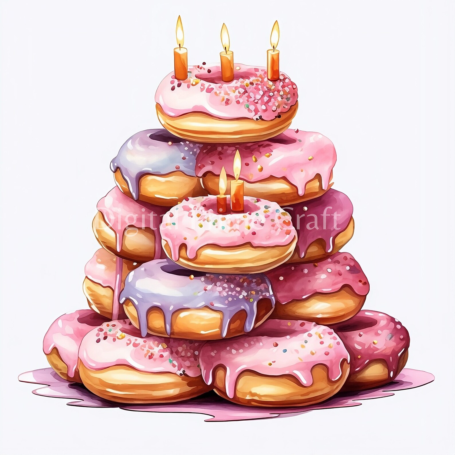 Donut Clipart, Dessert Clipart, Cake Clipart, 8 JPG Files, Watercolor ...