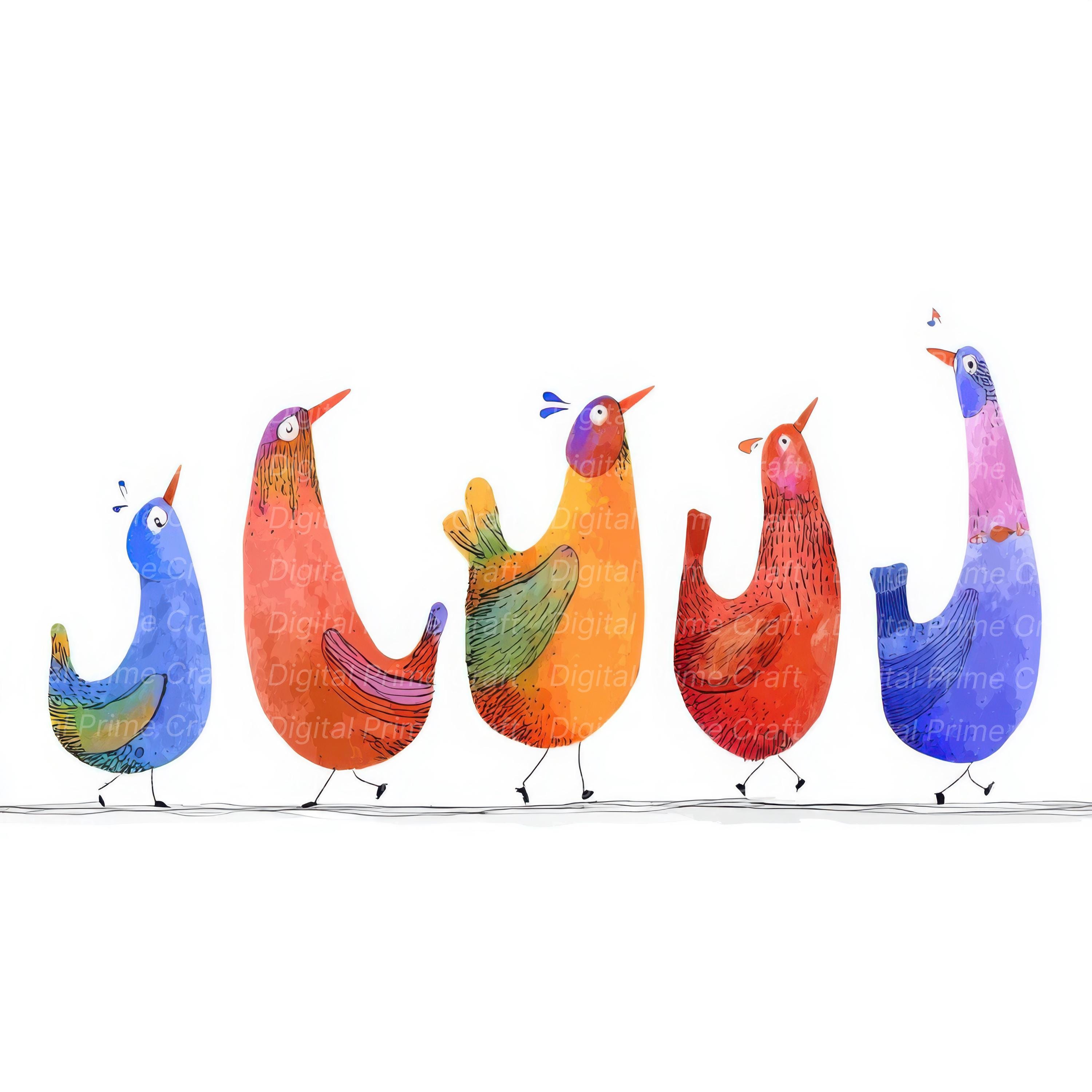10 Quirky Bird Clipart, Colorful Funny Birds, High Quality Jpgs ...
