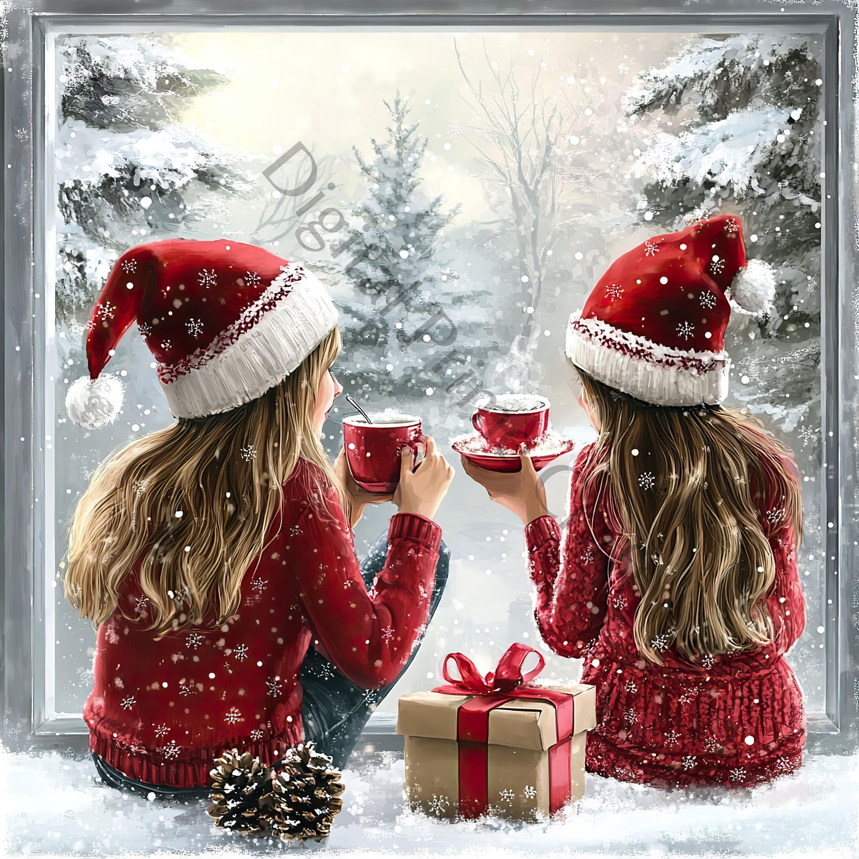 Christmas Morning Clipart, 10 High Quality Jpgs, Digital Download, Card ...