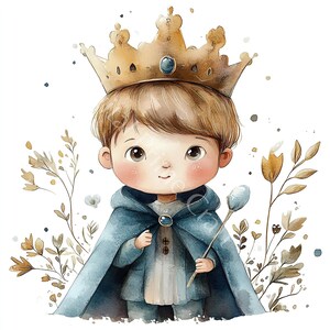 16 Watercolor Baby Boy Clipart, Cute Prince, Nursery Decor, High ...