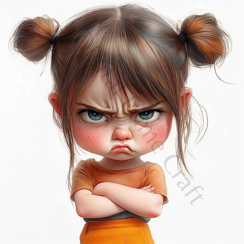 12 Grumpy Girl Clipart, Quirky Girl, Angry Girl, High Quality Jpgs ...