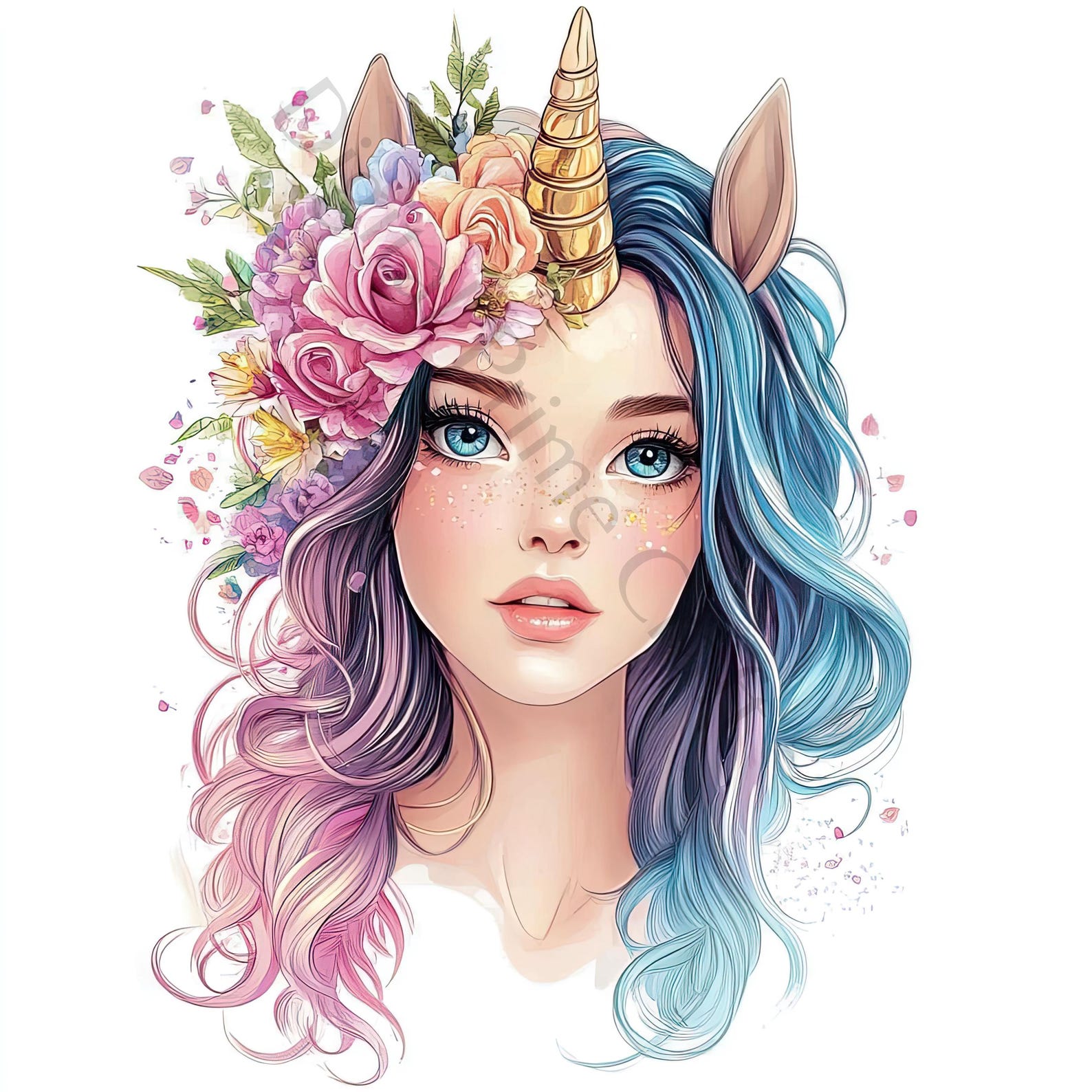 10 Unicorn Girl Clipart, Unicorn Clipart, Watercolor Clipart, High ...