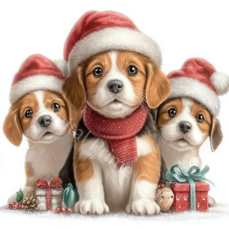 10 Christmas Clipart, Christmas Dog, High Quality Jpgs, Digital ...