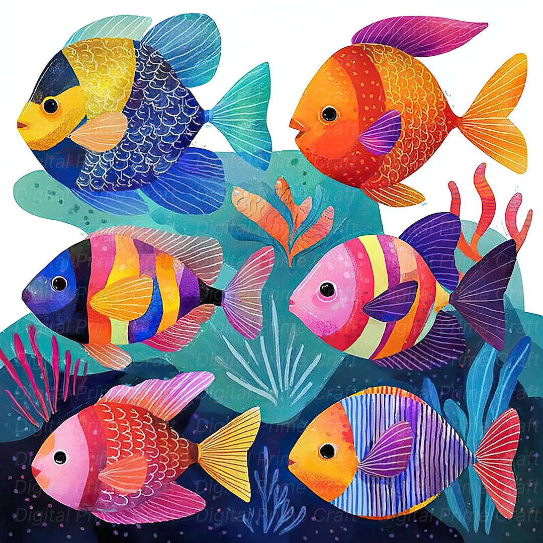 10 Fish Clipart, Watercolor Fish, Colorful Fish, High Quality Jpg ...