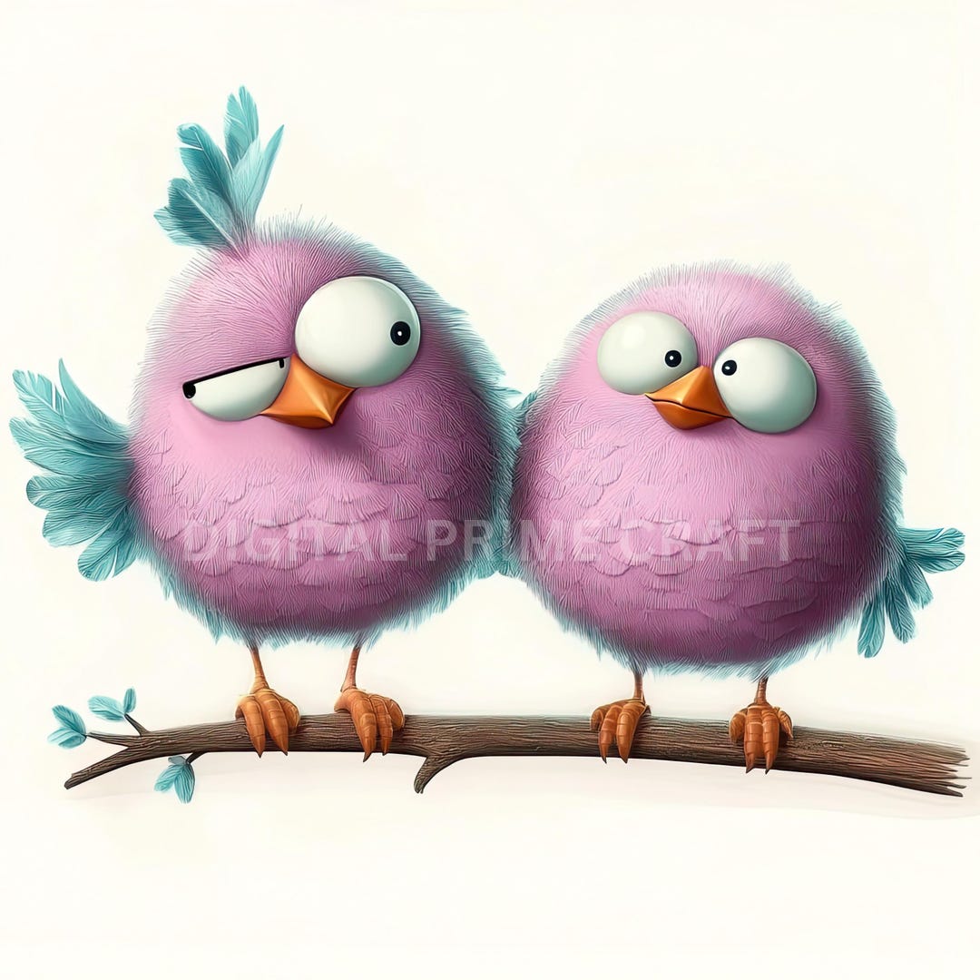 10 Funny Bird Clipart, Crazy Bird Clipart, High Quality Jpgs, Digital ...