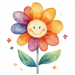 11 Smiling Flowers, Happy Flowers Clipart, High Quality Jpgs, Digital ...