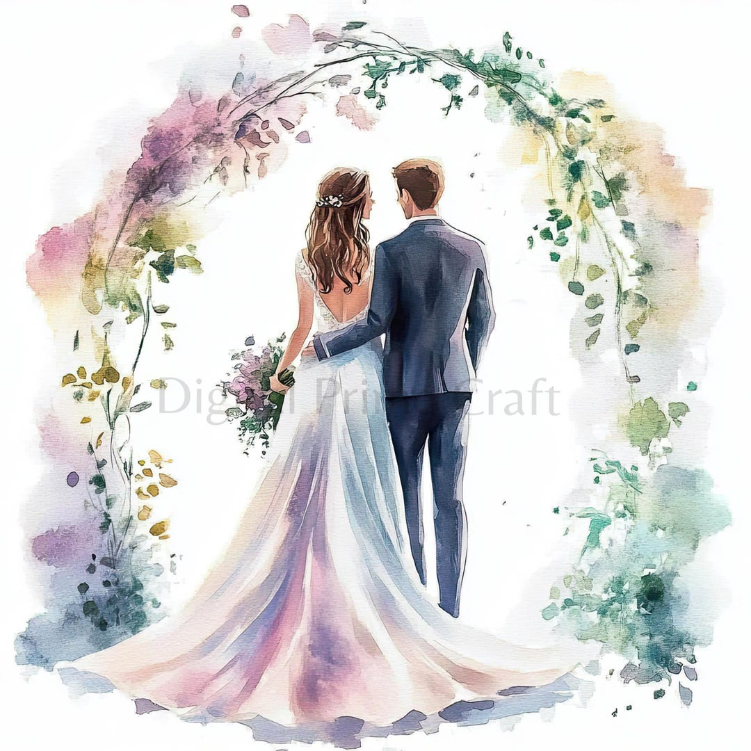 10 Wedding Clipart, Bride and Groom, High Quality Jpgs, Digital ...
