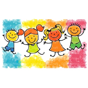 10 Happy Kids Clipart, Kids Clipart, Colorful Kids, High Quality Jpgs ...