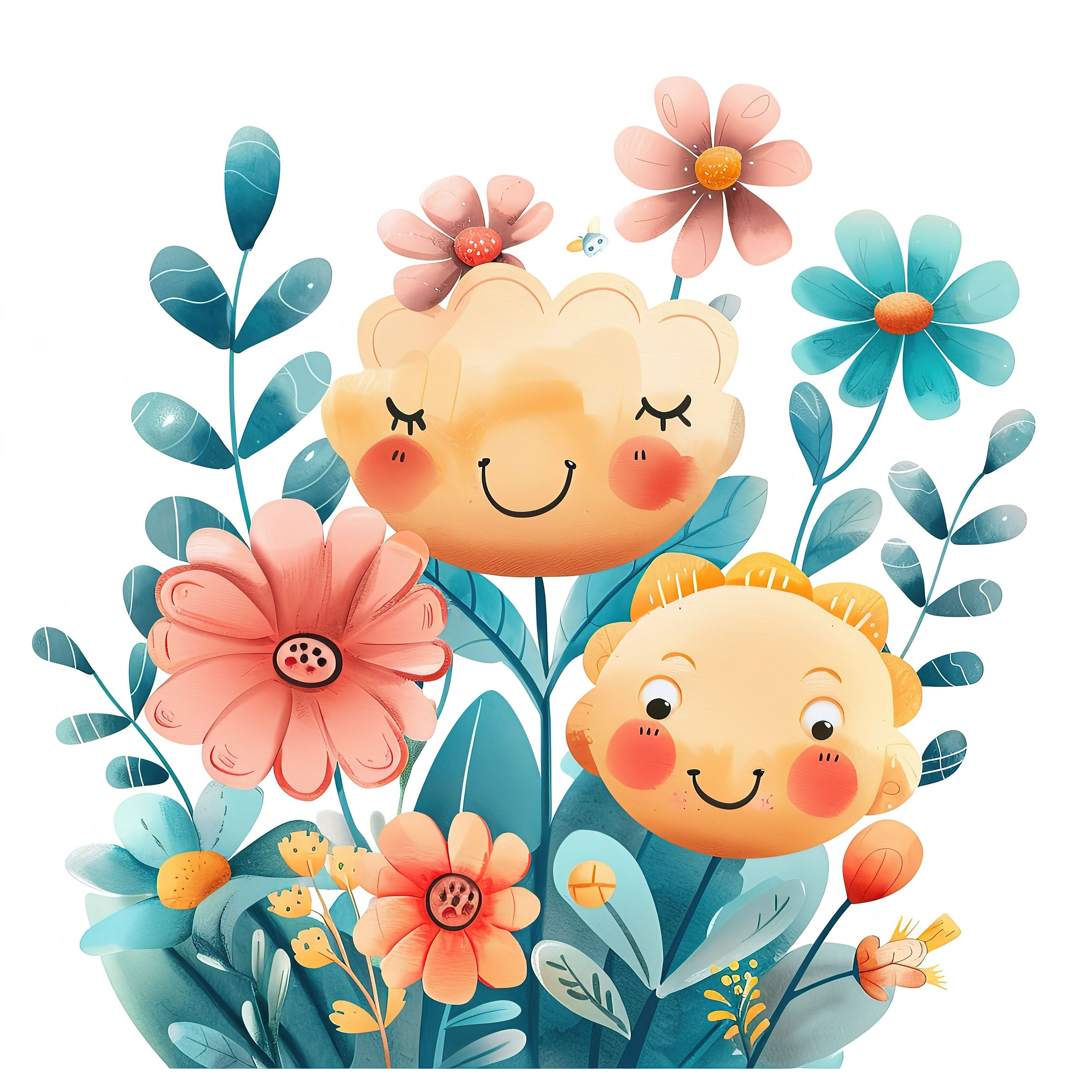 16 Happy Flowers Clipart, Smiling Flowers Clipart, High Quality Jpgs ...