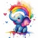 10 Rainbow Elephant Clipart, Baby Elephant Clipart, High Quality Jpgs ...