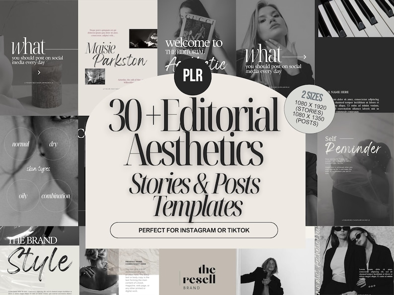 Editorial Aesthetic Instagram Templates | Stories & Posts Bundle | 31 ...