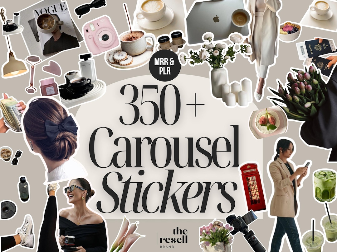350+ Aesthetic Carousel Stickers for Instagram | PLR + MRR | Digital ...