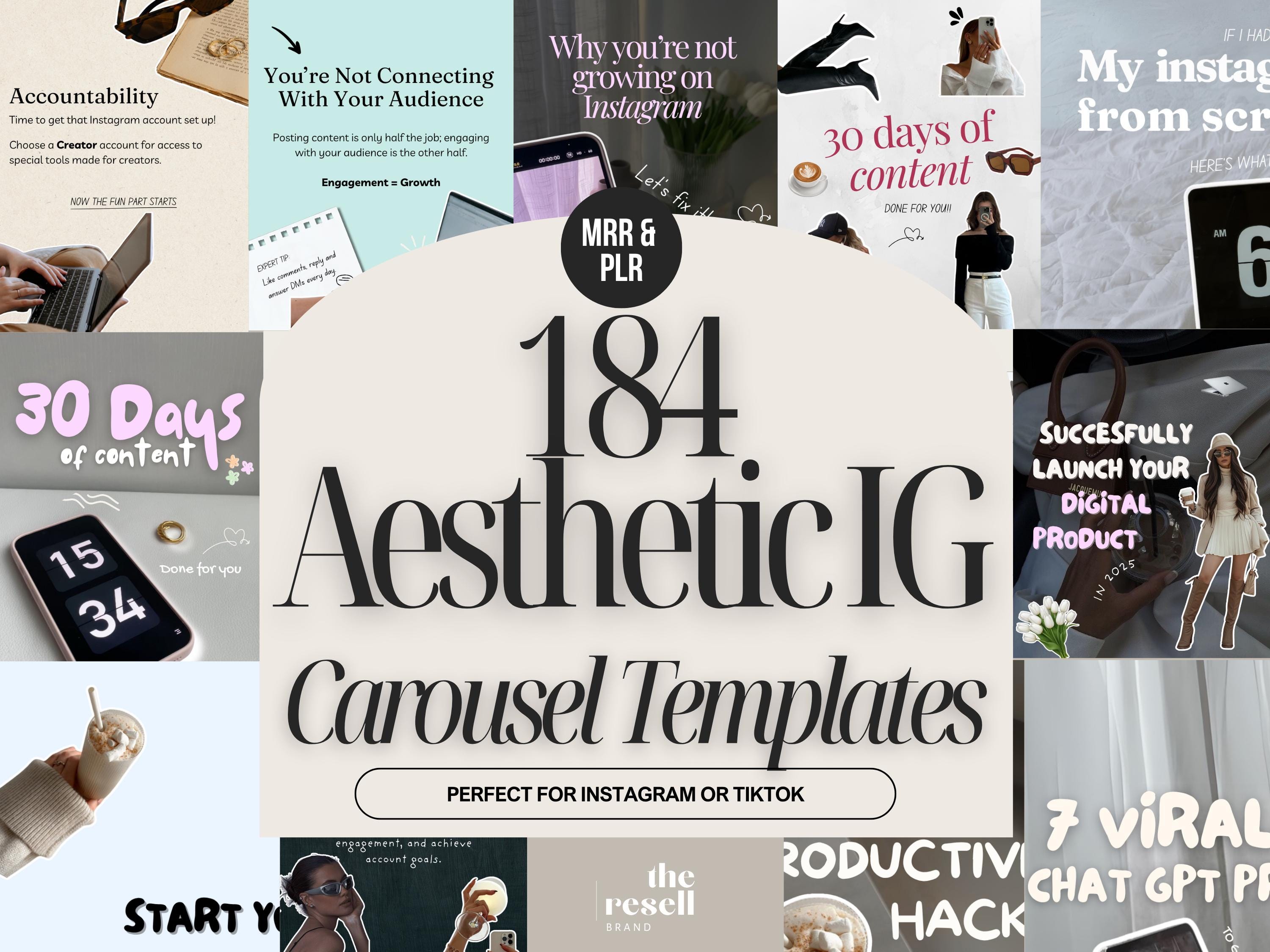 184 Aesthetic IG Carousel Templates | Editable Canva Bundle | 1080x1350 ...