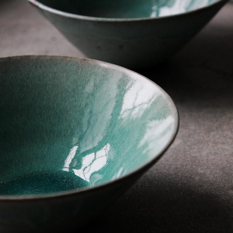 Made to Order Artisan Ramen Bowl | Black Stoneware | Rustic Modern Teal ...