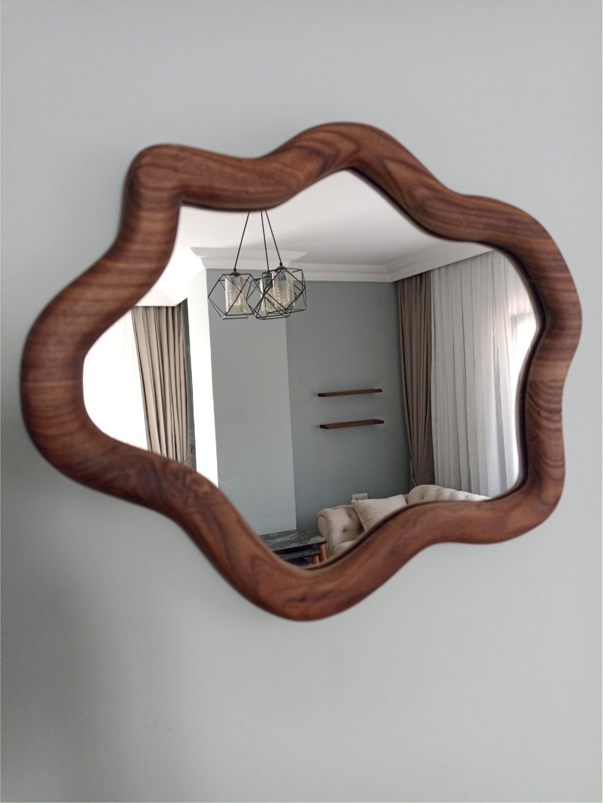 Unique Asymmetrical Mirror , Special Design Irregular Mirror , Wooden ...