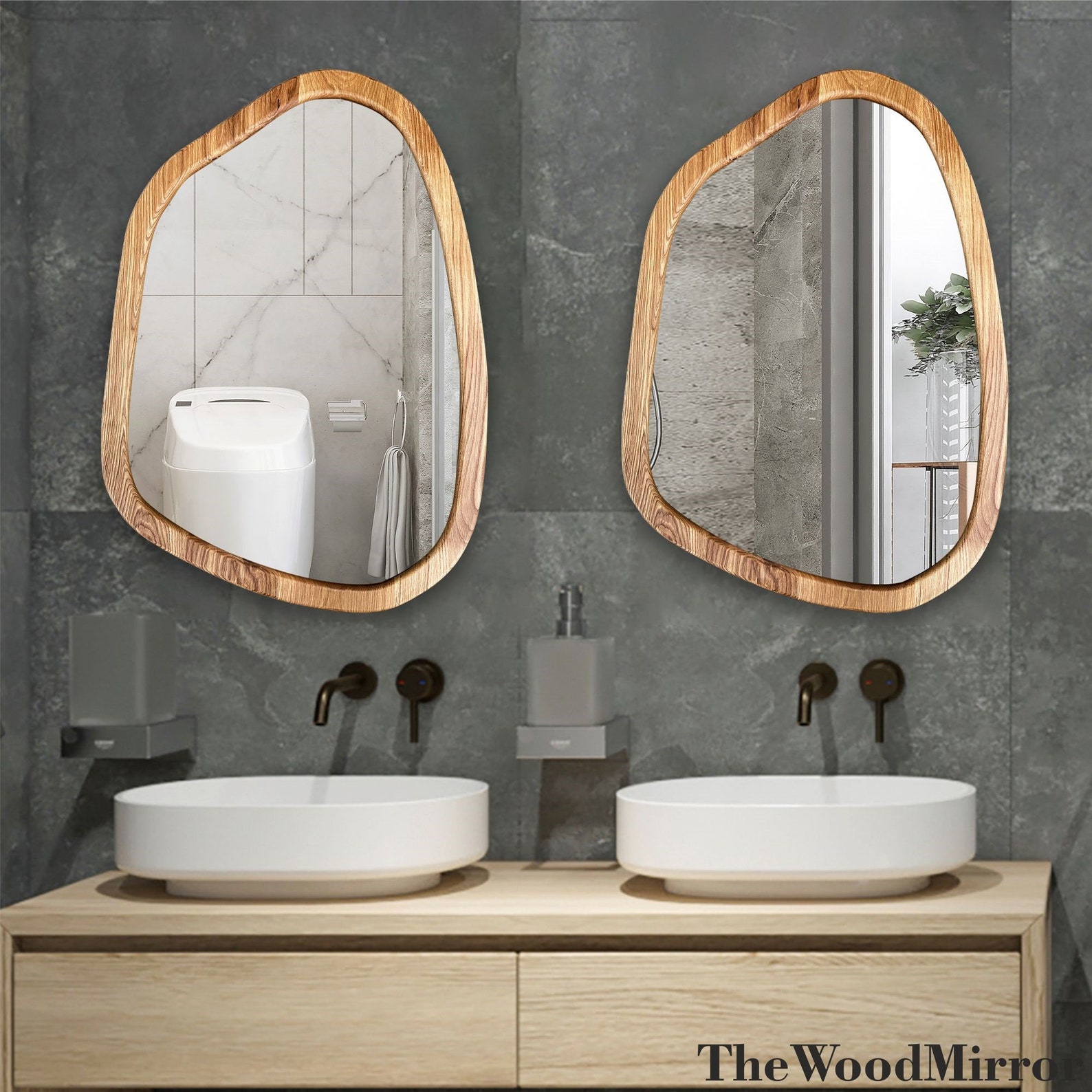 Asymmetrical Wood Wall Mirror, Rustic Home Decor - Etsy