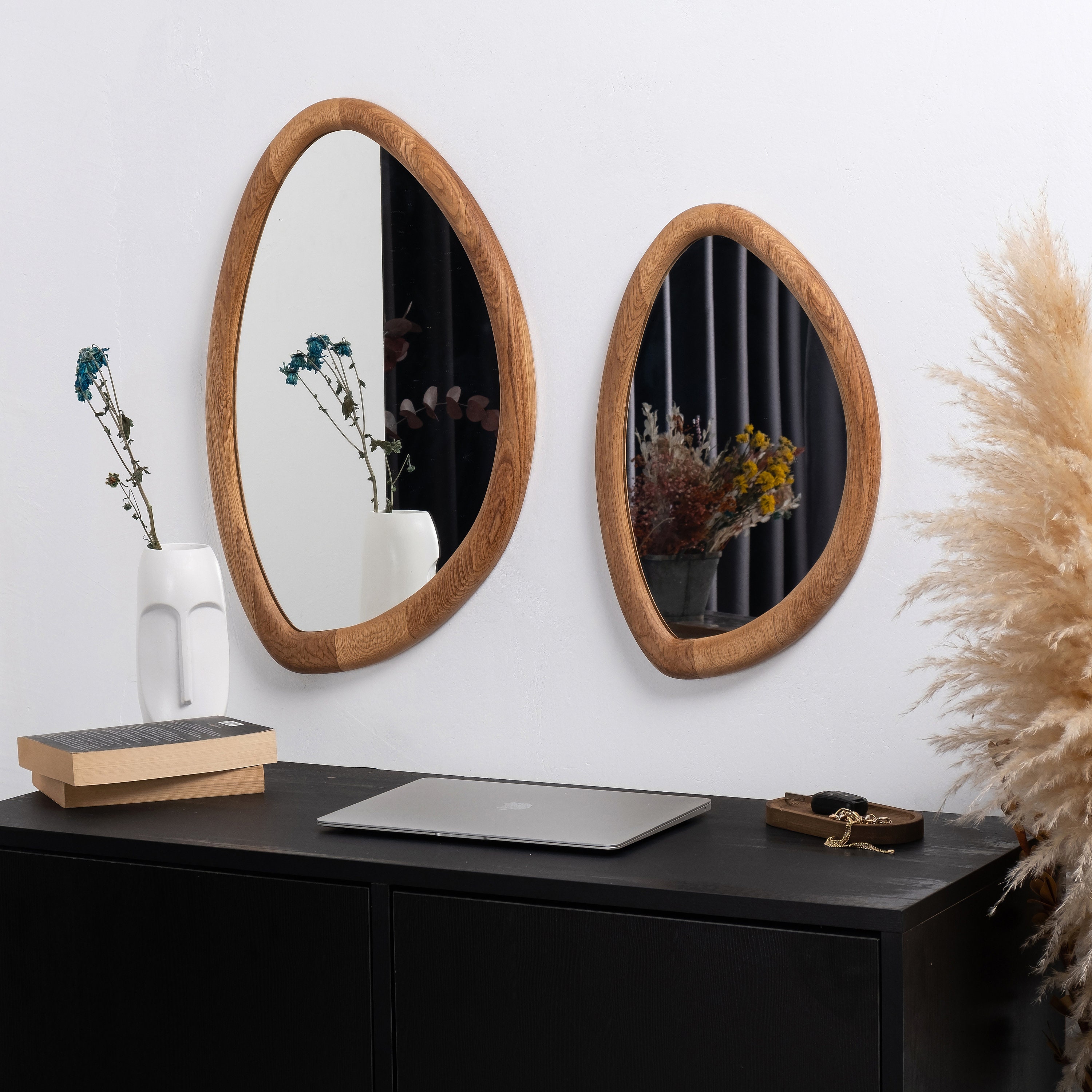 Handcrafted Asymmetrical Wood Mirror Collection , Top Quality ...