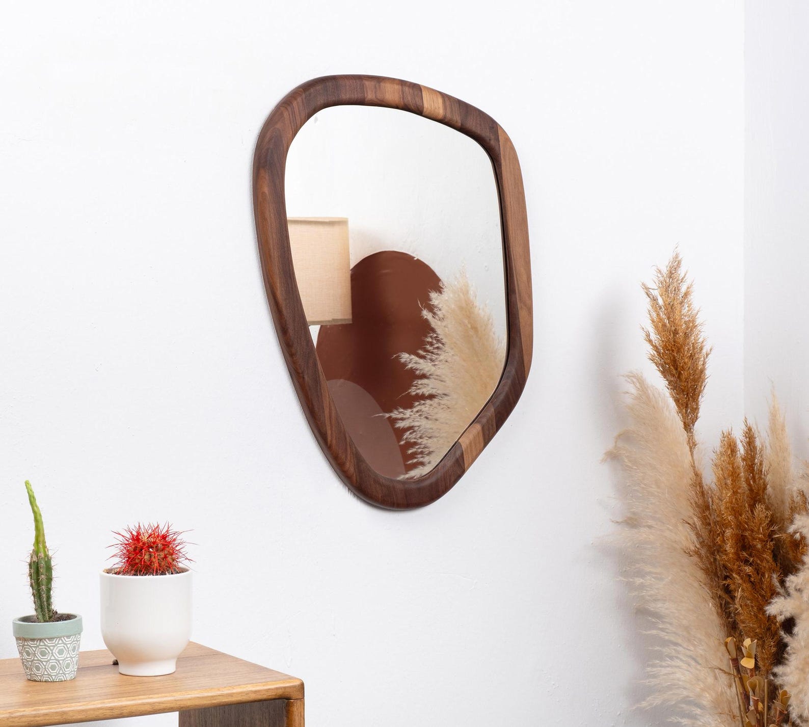 Asymmetrical Wood Wall Mirror, Rustic Home Decor - Etsy