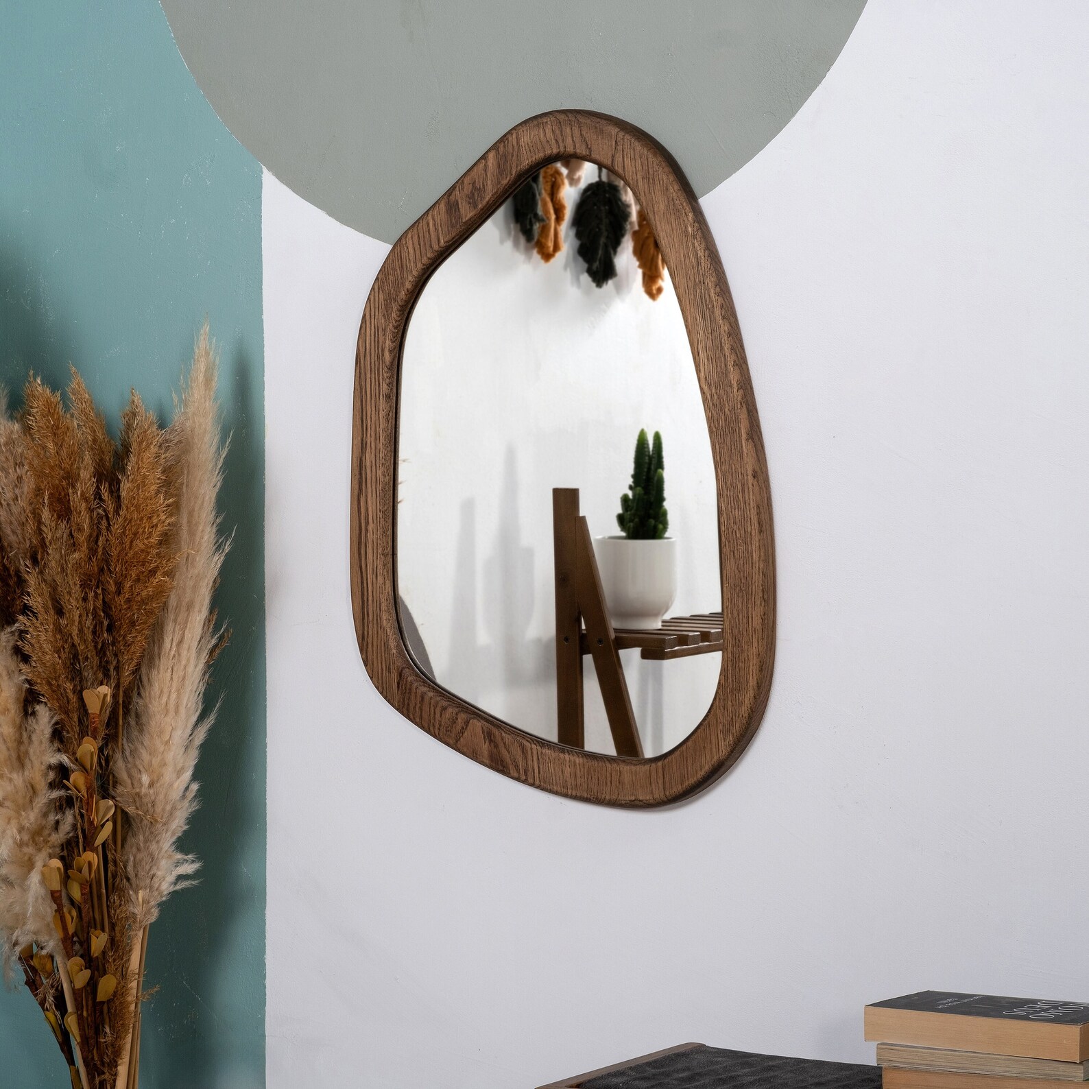 Asymmetrical Wood Wall Mirror, Rustic Home Decor - Etsy