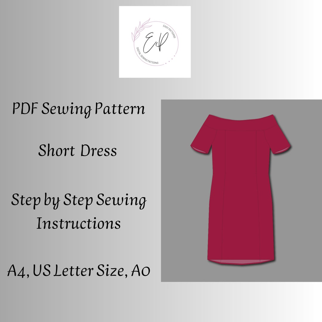 Short Dress Sewing Pattern, Woman PDF Sewing Printable Pattern, Plus ...