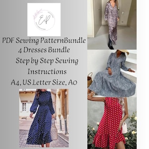 Boho Long Sleeve Dress Sewing Pattern: Plus Sizes (PDF Pattern) - Etsy