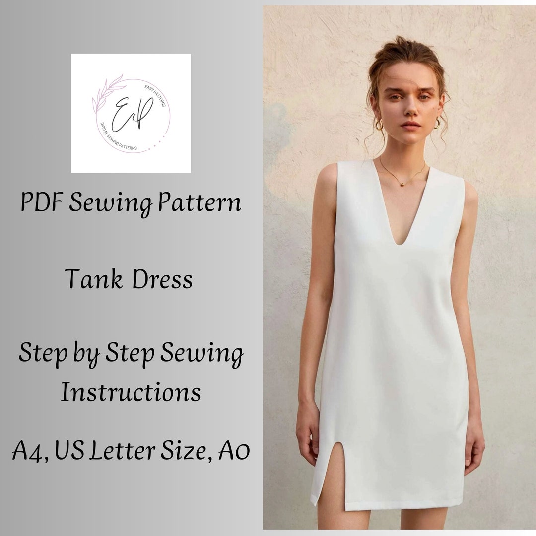 Tank Dress Sewing Pattern - Printable PDF for Women, Plus Sizes ...