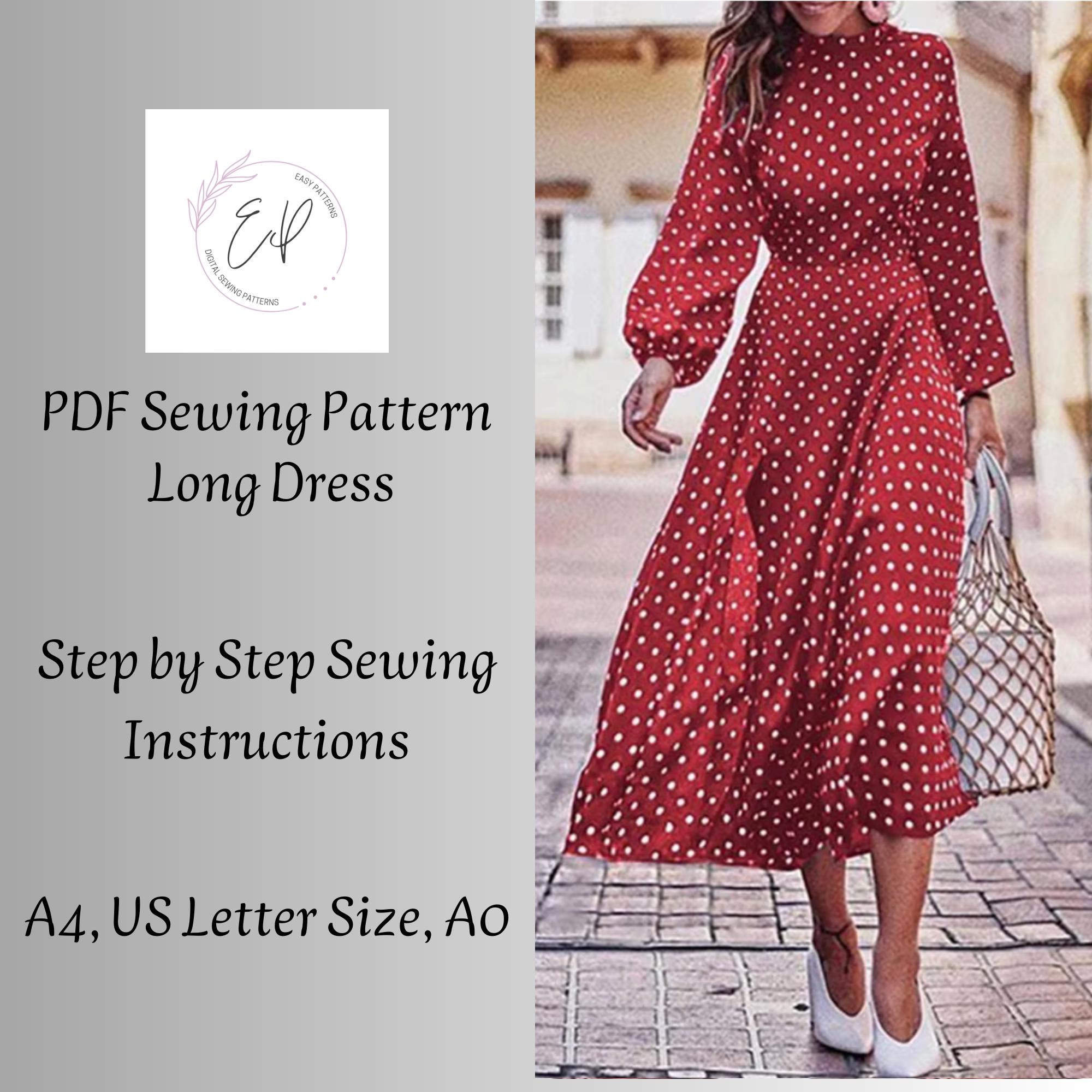 Long Dress Sewing Pattern: Elegant Women's Gown (PDF Pattern) - Etsy UK