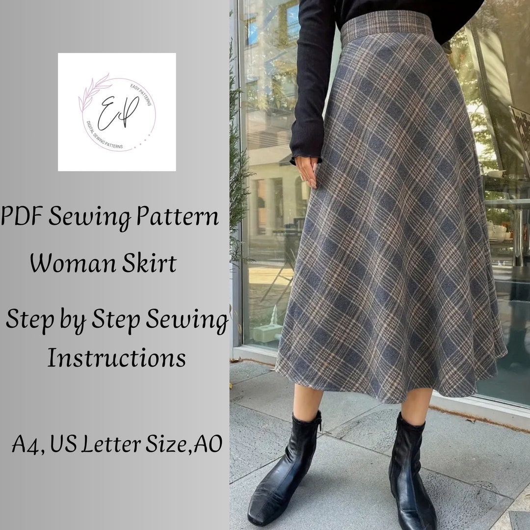 Woman Skirt Sewing Pattern, Woman PDF Sewing Printable Pattern, Plus ...