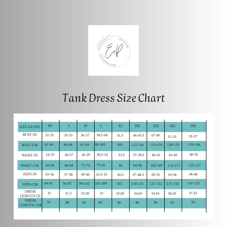 Tank Dress Sewing Pattern: Women's Sizes XS-5XL (printable PDF) - Etsy