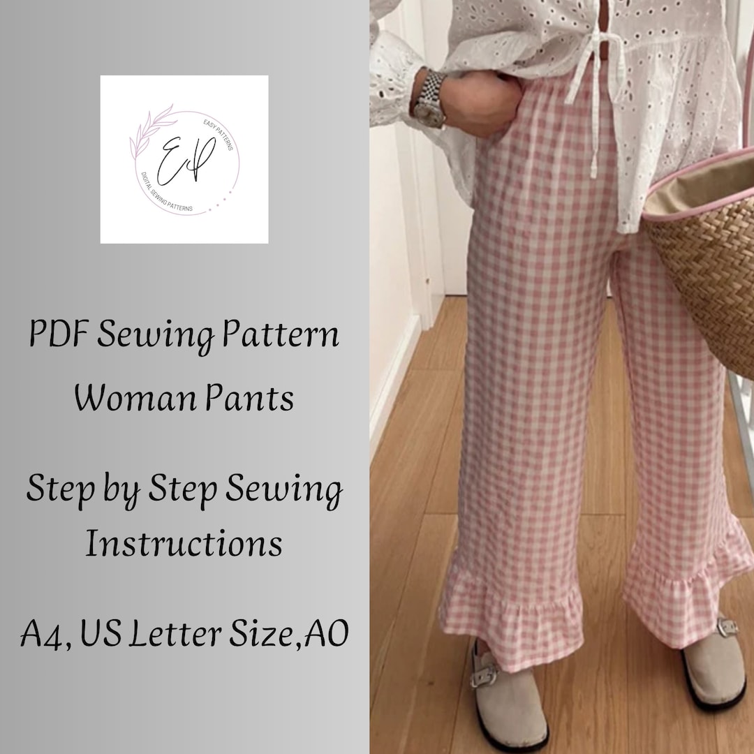 Woman Frill Pants Sewing Pattern: Easy Beginner PDF (instant Download ...