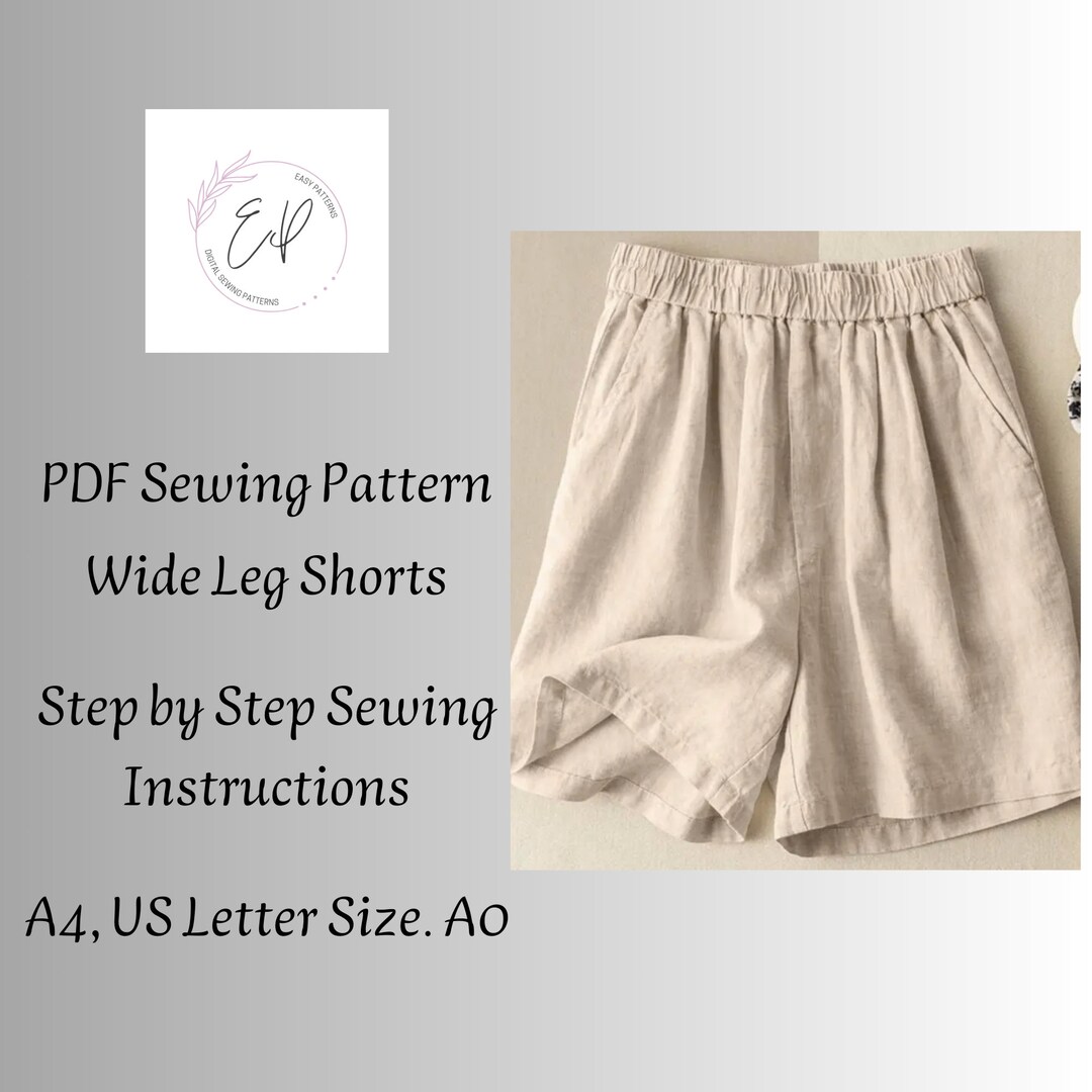 Linen Wide Leg Shorts Sewing Pattern: Easy Beginner PDF (XS-3XL) - Etsy