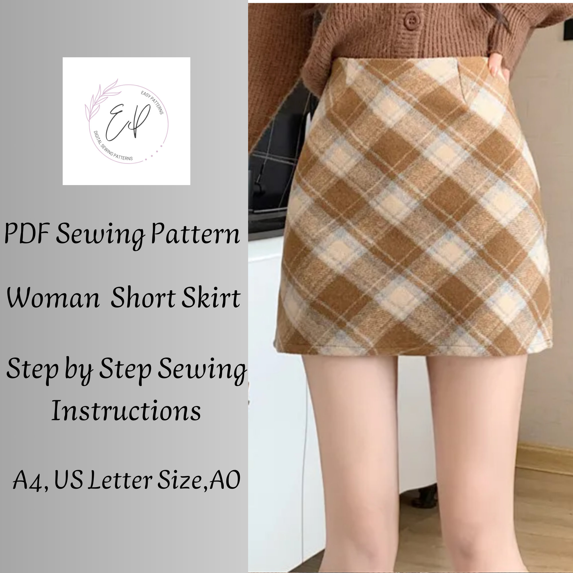 Woman Mini Skirt Sewing Pattern Woman PDF Sewing Printable - Etsy