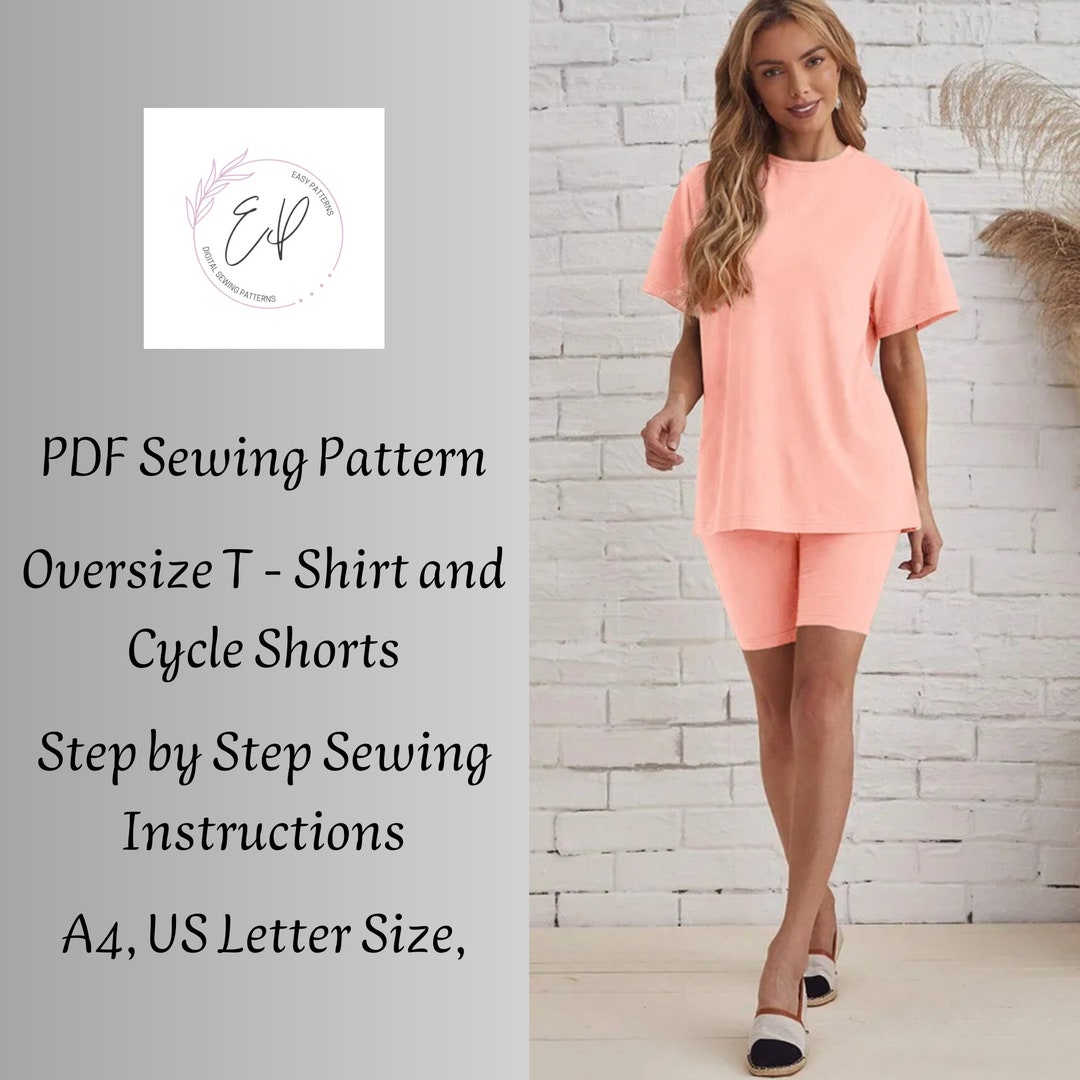 Wide Woman T- Shirt and Cycle Shorts Sewing Pattern, PDF Sewing ...