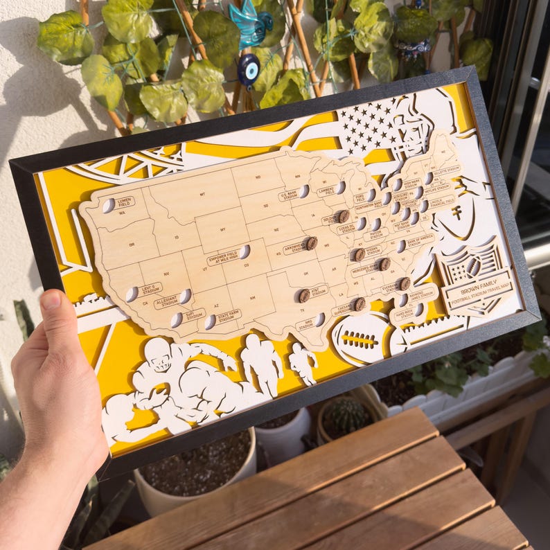 Personalized NFL Stadium Tracker Map | Football Fan Gift | Sports Room ...