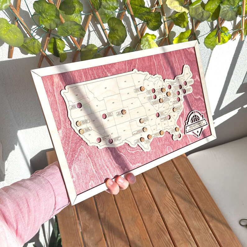 NBA Basketball Stadium Travel Map, NBA Bucket List, Basketball Arena ...