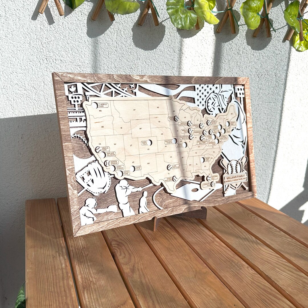 Custom Baseball Stadium Travel Map Tracker, Ballpark Travel Map, MLB ...