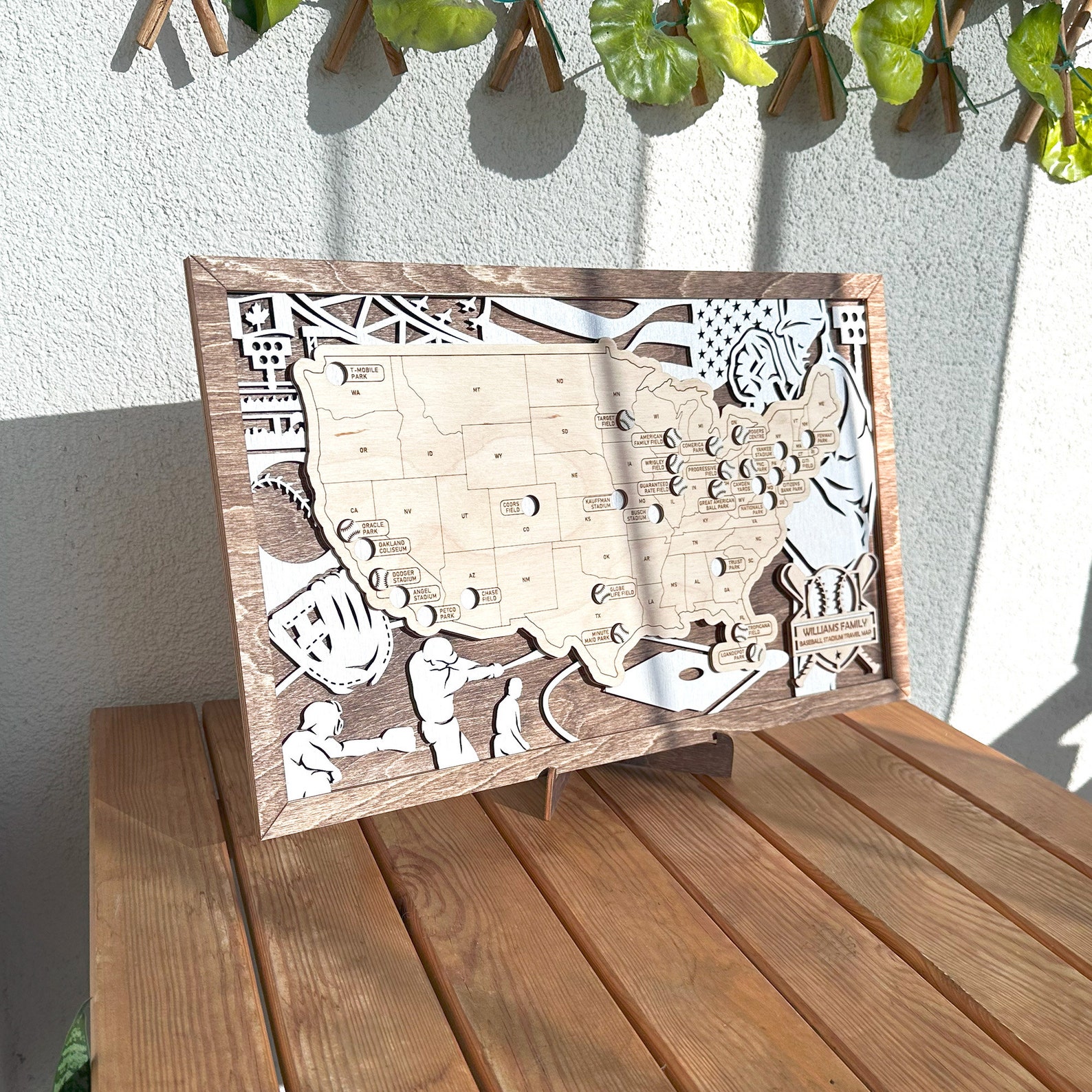 Custom Baseball Stadium Travel Map Tracker, MLB Stadium Map, Gift for ...