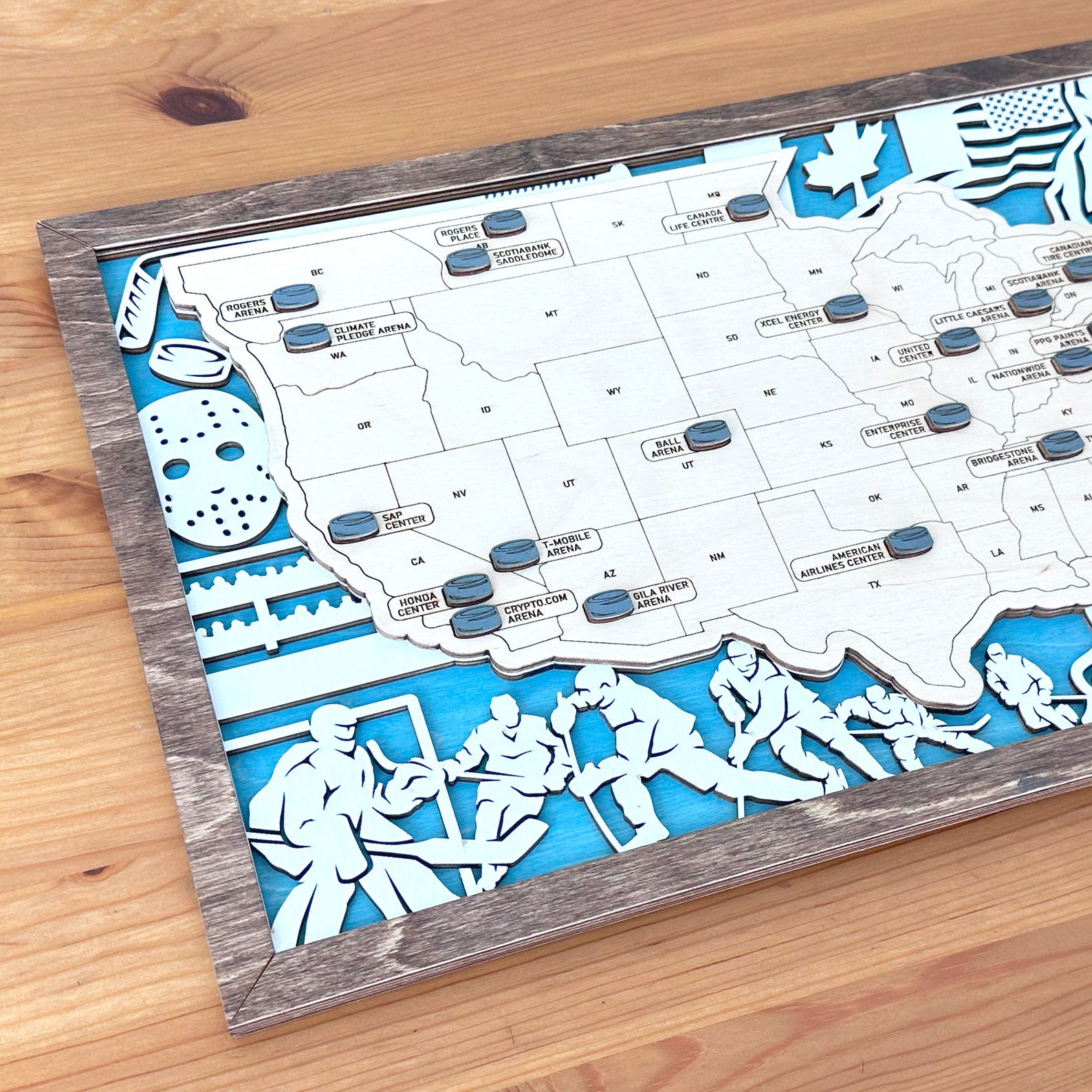 Custom Hockey Arena Map Tracker, NHL Stadium Map, Ice Hockey Arena Map ...