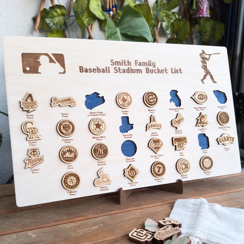 Pro Baseball Stadiums Tracker Board, Track Your Baseball Journey, Track ...