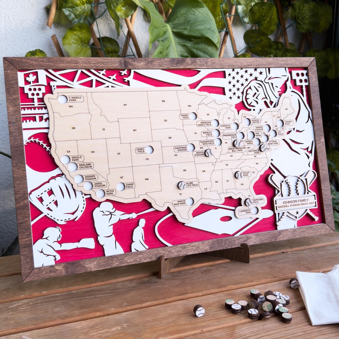 Personalized Baseball Stadium Map, MLB Stadium Tracker, Baseball Bucket ...