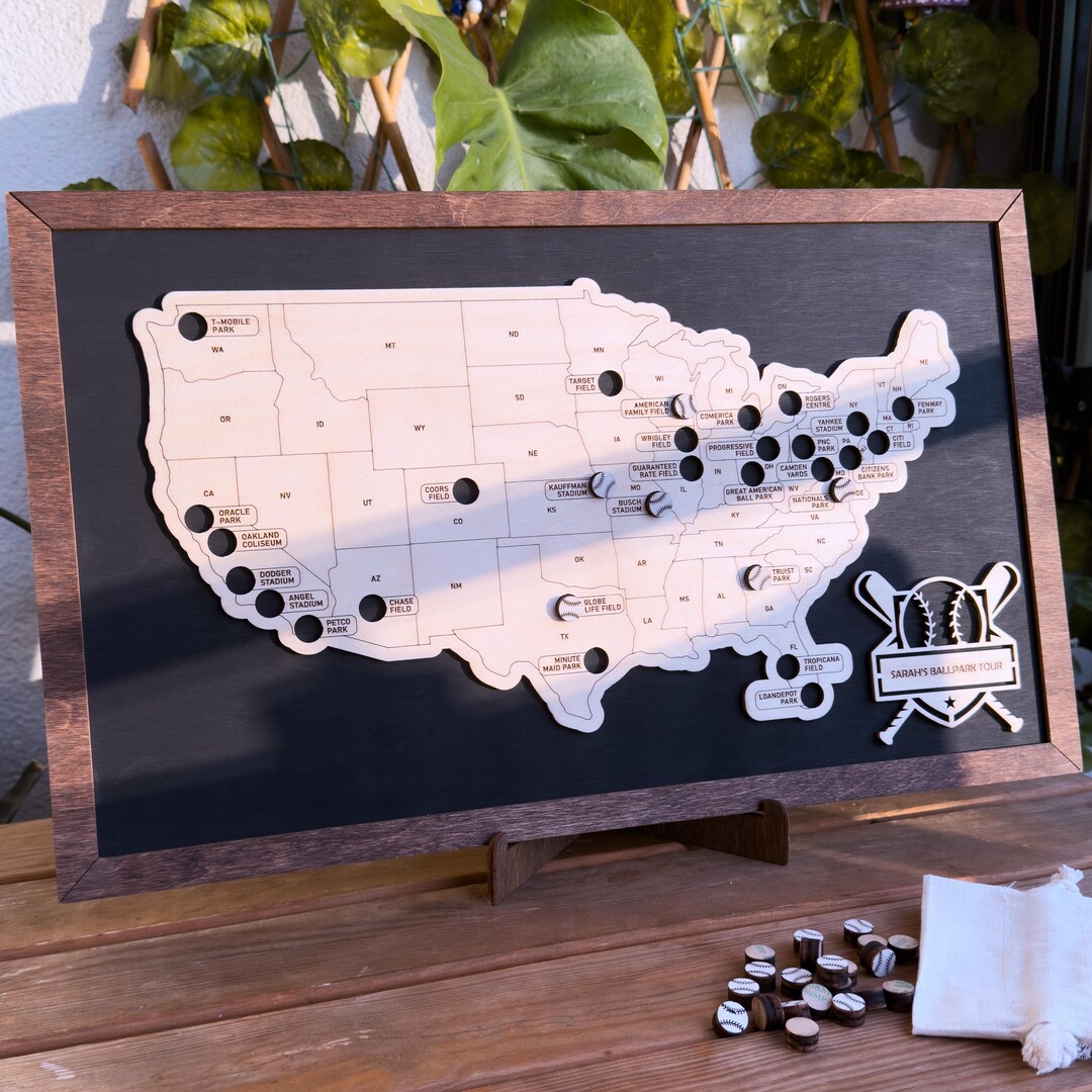 MLB Stadium Map, Baseball Bucket List, Pro Baseball Stadium Tracker ...