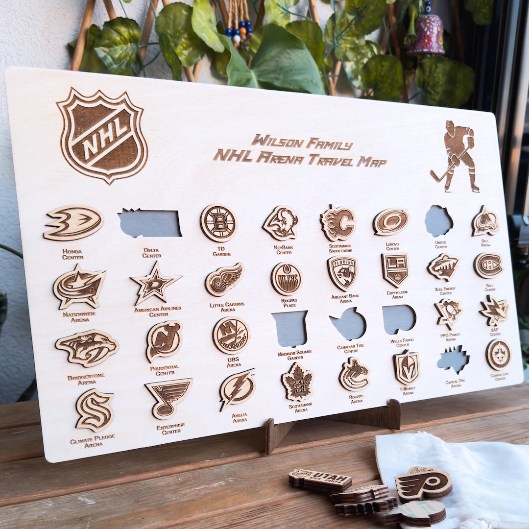 NHL Arena Tracker Board, NHL Arena Travel Map, Personalized Wooden ...