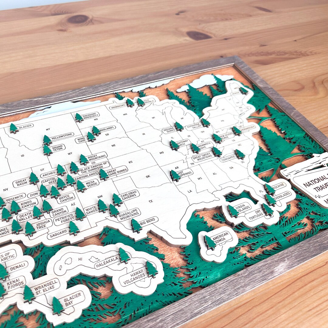 National Park Map, National Park Sign, Wooden, Gift, US National Parks ...