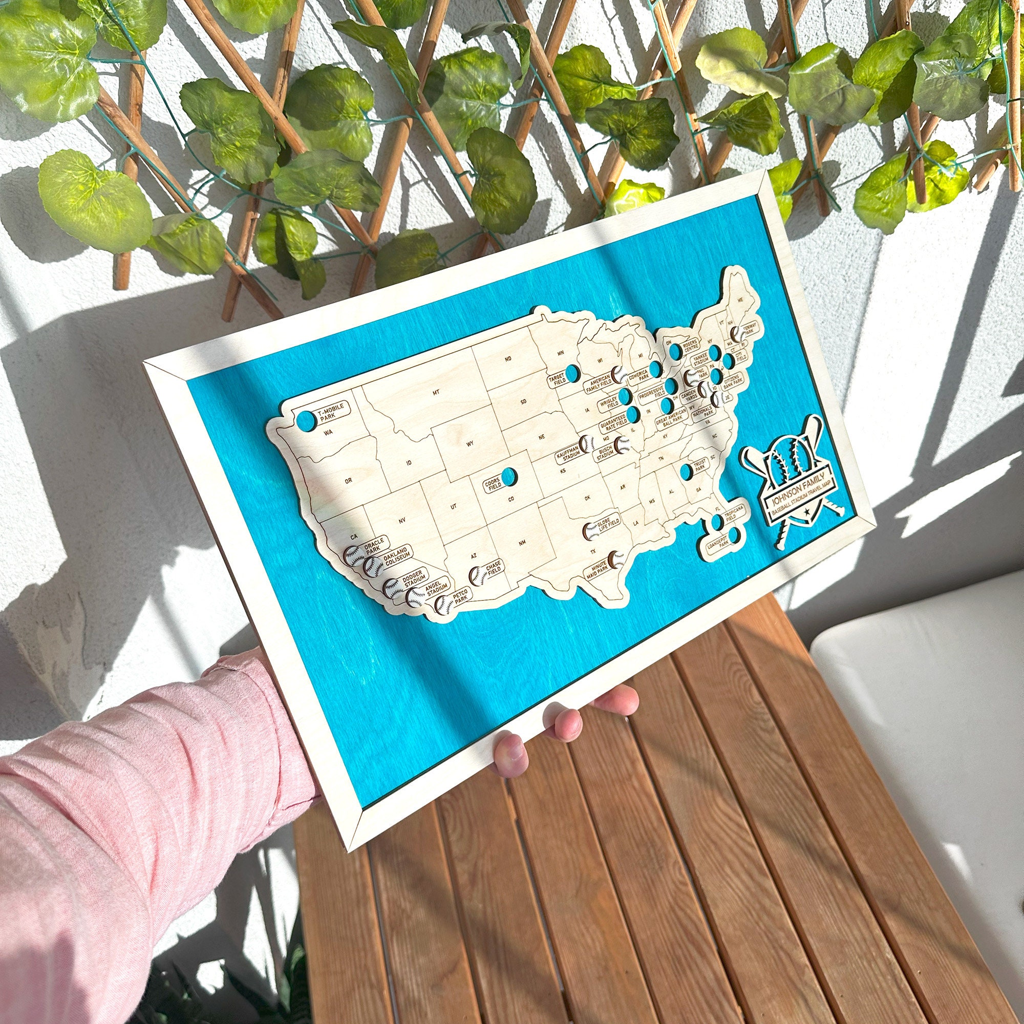 Custom Baseball Stadium Travel Map Tracker, MLB Stadium Map, Gift for ...