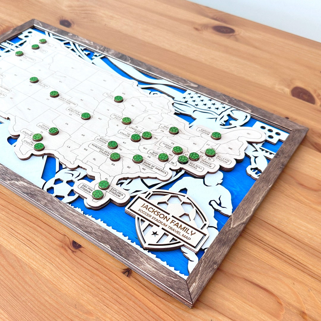 Custom Soccer Stadium Map Tracker, Soccer Stadium Travel Map ...