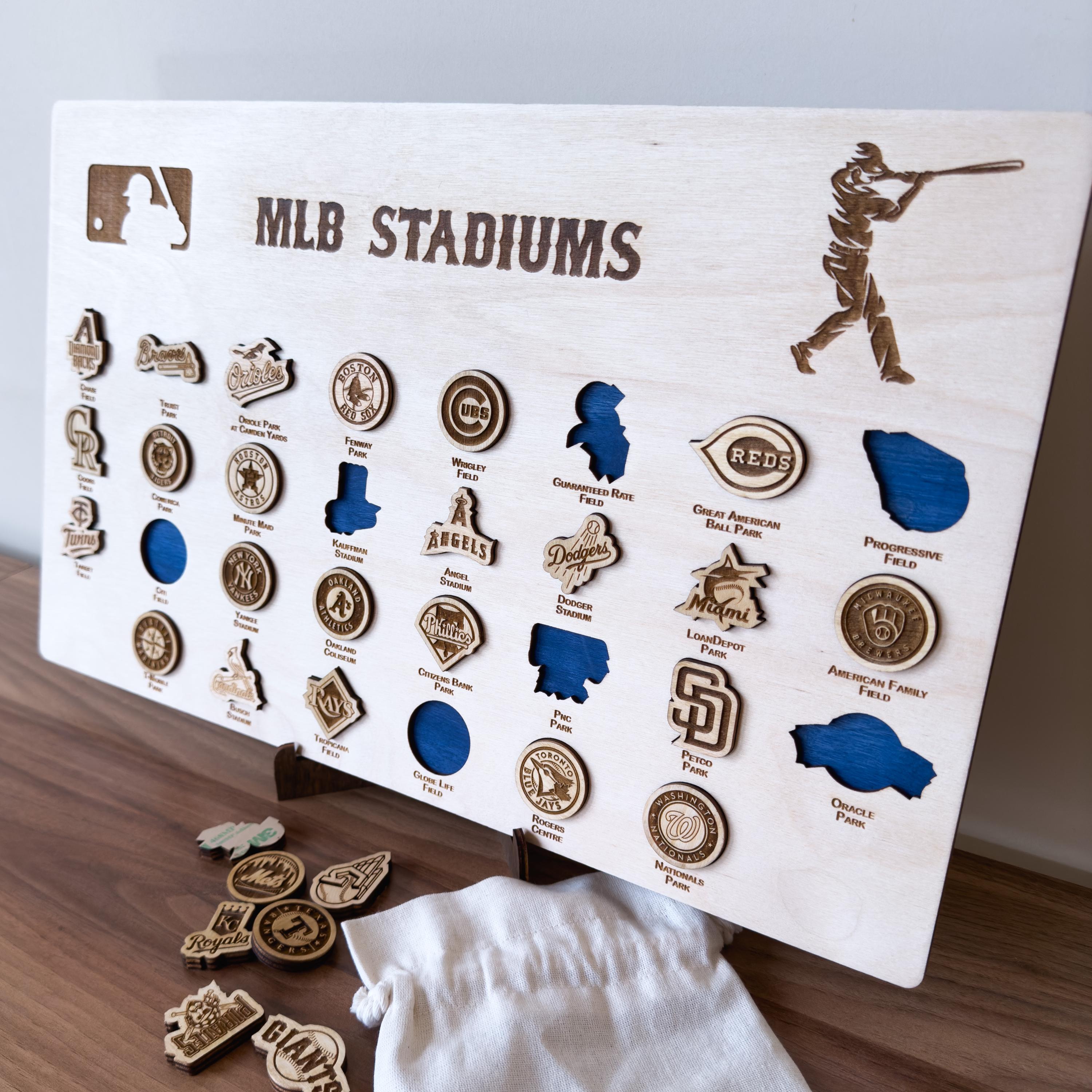 Pro Baseball Stadiums Tracker Board, Track Your Baseball Journey, Track ...