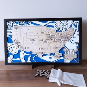 Custom Baseball Stadium Travel Map Tracker, Ballpark Travel Map, MLB ...