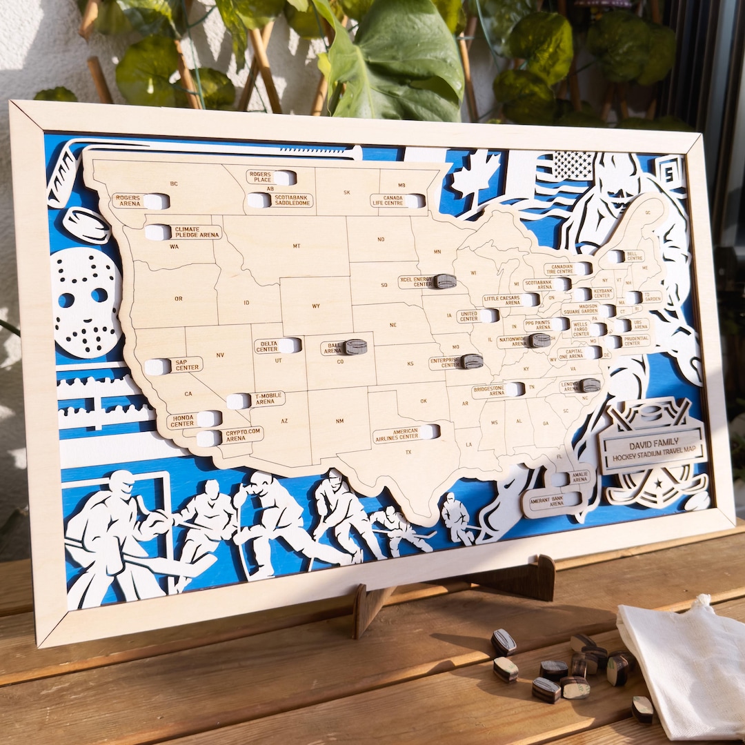 Custom Hockey Arena Map Tracker, NHL Stadium Map, Ice Hockey Arena Map ...