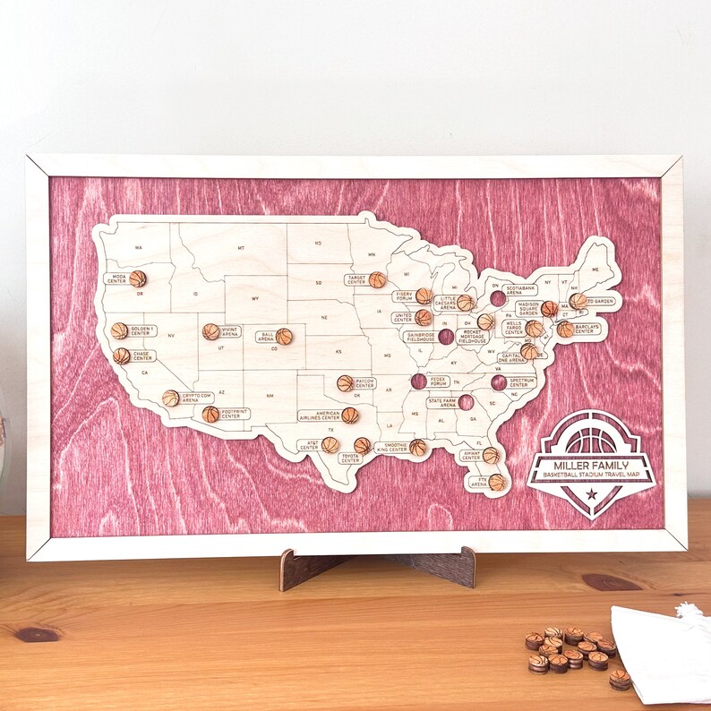 NBA Basketball Stadium Travel Map, NBA Bucket List, Basketball Arena ...