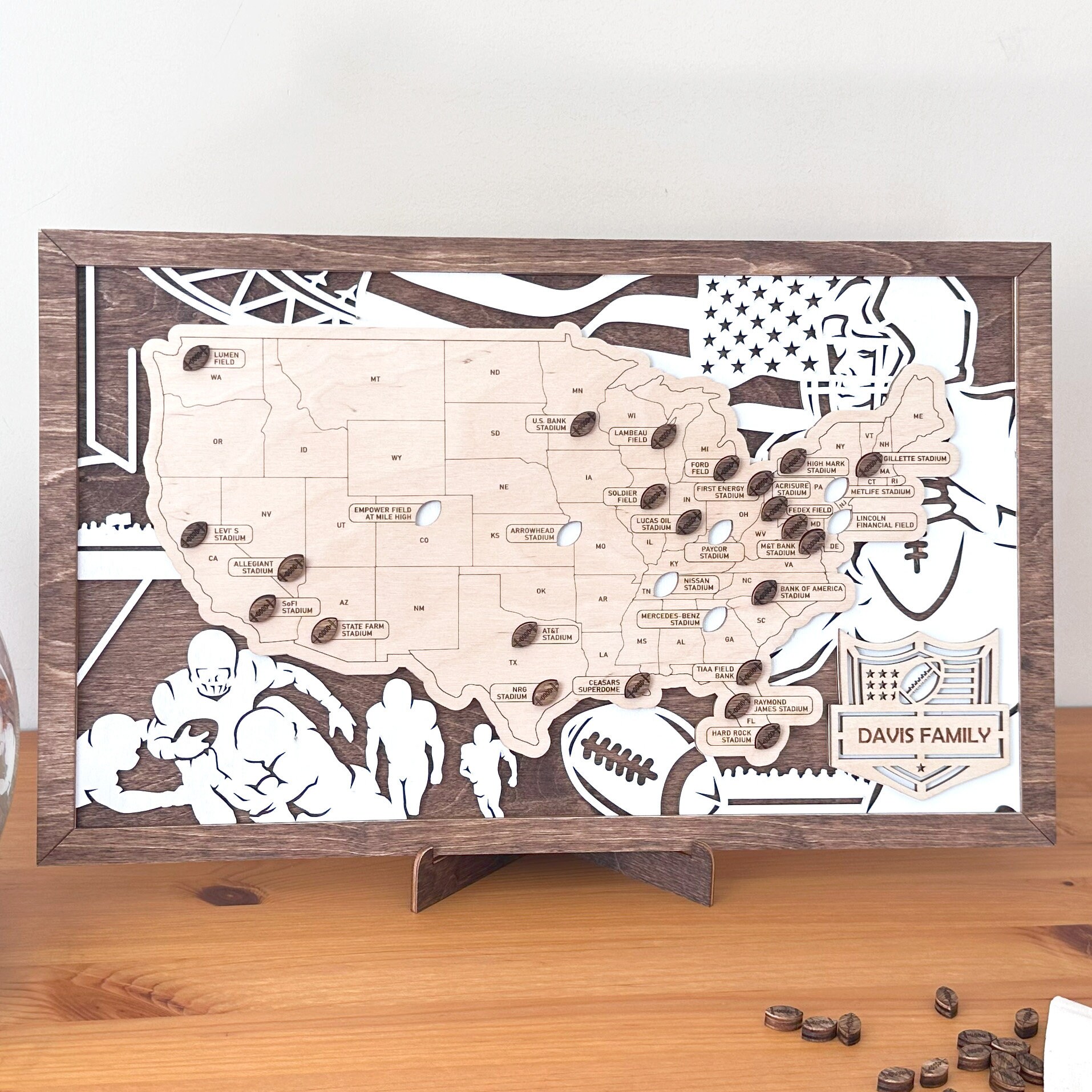 Custom NFL Stadium Travel Map, Football Stadium Bucket List Map, NFL ...